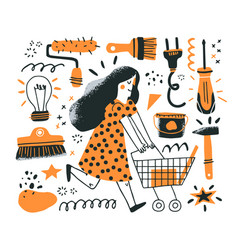 Hardware store banner with building tools Vector Image