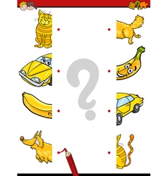 Cartoon educational halves task Royalty Free Vector Image