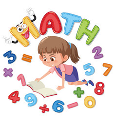 Mathematics logo with girl in many movements Vector Image