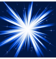 Blue rays rising on dark background with space Vector Image