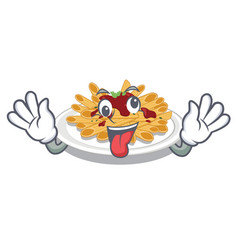 Angry emoticon with tongue out Royalty Free Vector Image