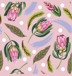 Border with proteas flowers trendy floral Vector Image