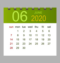 Calendar for june 2021 week starts on monday wall Vector Image