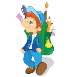 Cartoon little boy explorer with backpack Vector Image