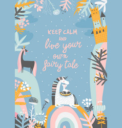 Cute magic frame composed of unicornsdragon Vector Image