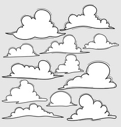 Set engraved style clouds drawn sketch Royalty Free Vector