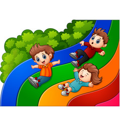 Cartoon boy falling down with cans Royalty Free Vector Image