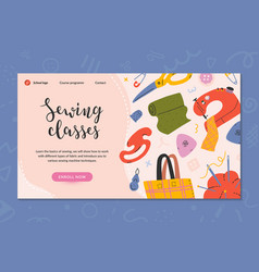 Sewing classes poster flyer Royalty Free Vector Image