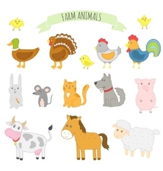 Farm pets colorful collection cute domestic Vector Image