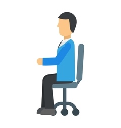 Man working on computer on table sitting back icon