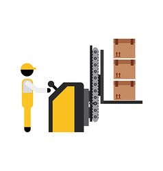 Female factory worker is setting up cnc machine Vector Image