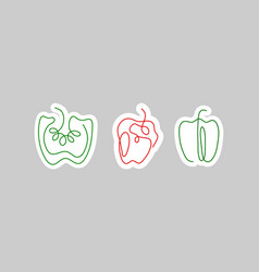 Sticker one line art style strawberry Royalty Free Vector