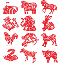 12 chinese zodiac signs Royalty Free Vector Image