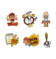 Frustrated man screaming deadline word time Vector Image