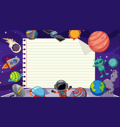 Border template with astronaut in space Royalty Free Vector