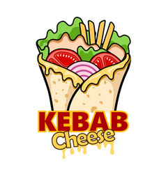 Doner kebab label colorful detailed Royalty Free Vector