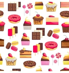 Cartoon color sweet cake dessert slice icon set Vector Image