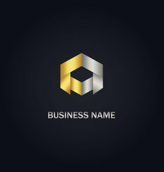 Square line geometry gold logo Royalty Free Vector Image