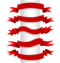 Red realistic hanging title ribbon Royalty Free Vector Image