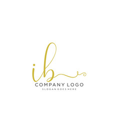 Ib initial handwriting logo design Royalty Free Vector Image