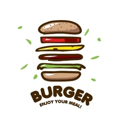 Hand drawn burger logo on black background Vector Image