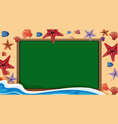 Border template with ocean theme in background Vector Image
