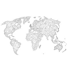 Contour world map with countries names Royalty Free Vector