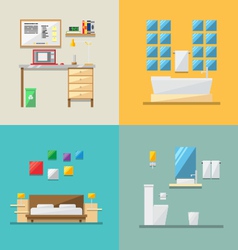 Flat design home interior side view Royalty Free Vector