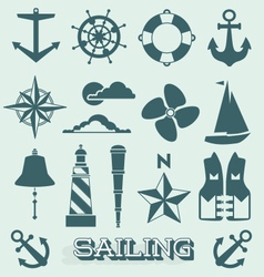 Black sailboat icons set Royalty Free Vector Image