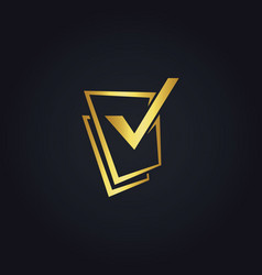 Polygon line circle gold logo Royalty Free Vector Image