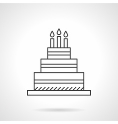 Line art black and white birthday cake Royalty Free Vector