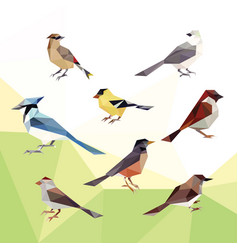 Bird animals low poly logo icon symbol set Vector Image