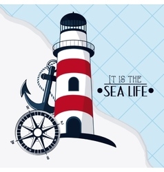 Red push pin lighthouse isolated Royalty Free Vector Image
