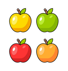 Sticker green apple with stem Royalty Free Vector Image