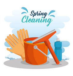 Spring cleaning supplies round frame tools Vector Image