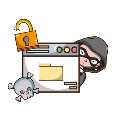 Cyber crime cartoons concept Royalty Free Vector Image