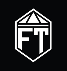 Ft letter logo monogram hexagon shield shape Vector Image