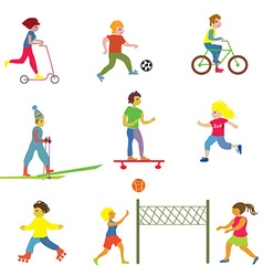 Kids engaging in different activities Royalty Free Vector