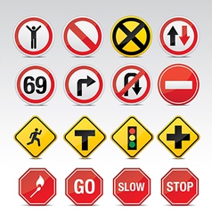 Road signs icons set Royalty Free Vector Image