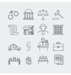 Judge lawyer and procurator icons Royalty Free Vector Image