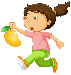 A boy holding mango fruit cartoon character Vector Image