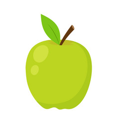 Sticker green apple with stem Royalty Free Vector Image