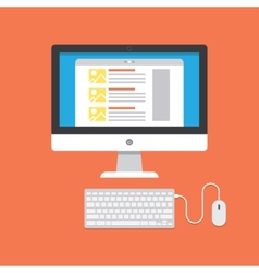 Blogging concept on yellow background laptop Vector Image