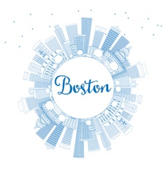 Outline boston skyline with blue buildings Vector Image