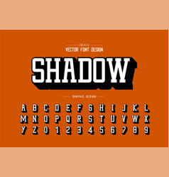 Shadow alphabet font type letters and numbers Vector Image