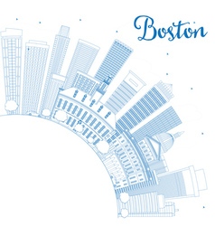 Outline boston skyline with blue buildings Vector Image