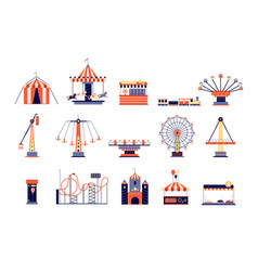 Amusement park entertainment icons elements Vector Image