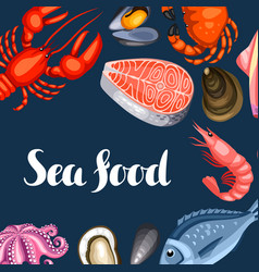 Background with various seafood Royalty Free Vector Image