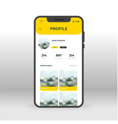 Orange and yellow social network profile ui ux Vector Image