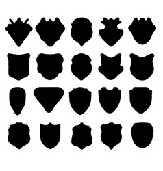 Set black badges in shape shields Royalty Free Vector Image